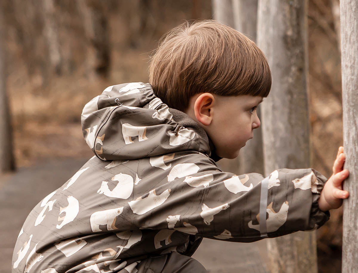 Waterproof Fleece-lined Overall Bears | Children's Warm Rain Overall ...